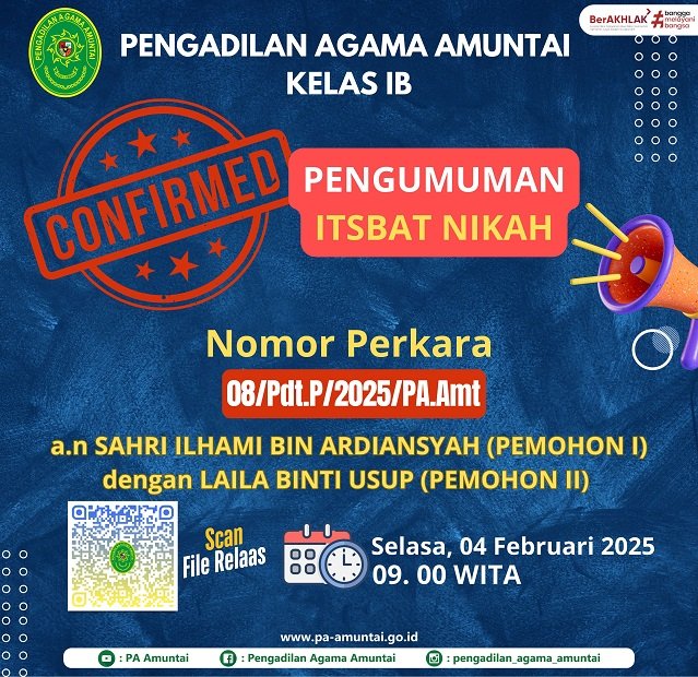 PENGUMUMAN PENTING PENGESAHAN PERKAWINAN / ISTBAT NIKAH